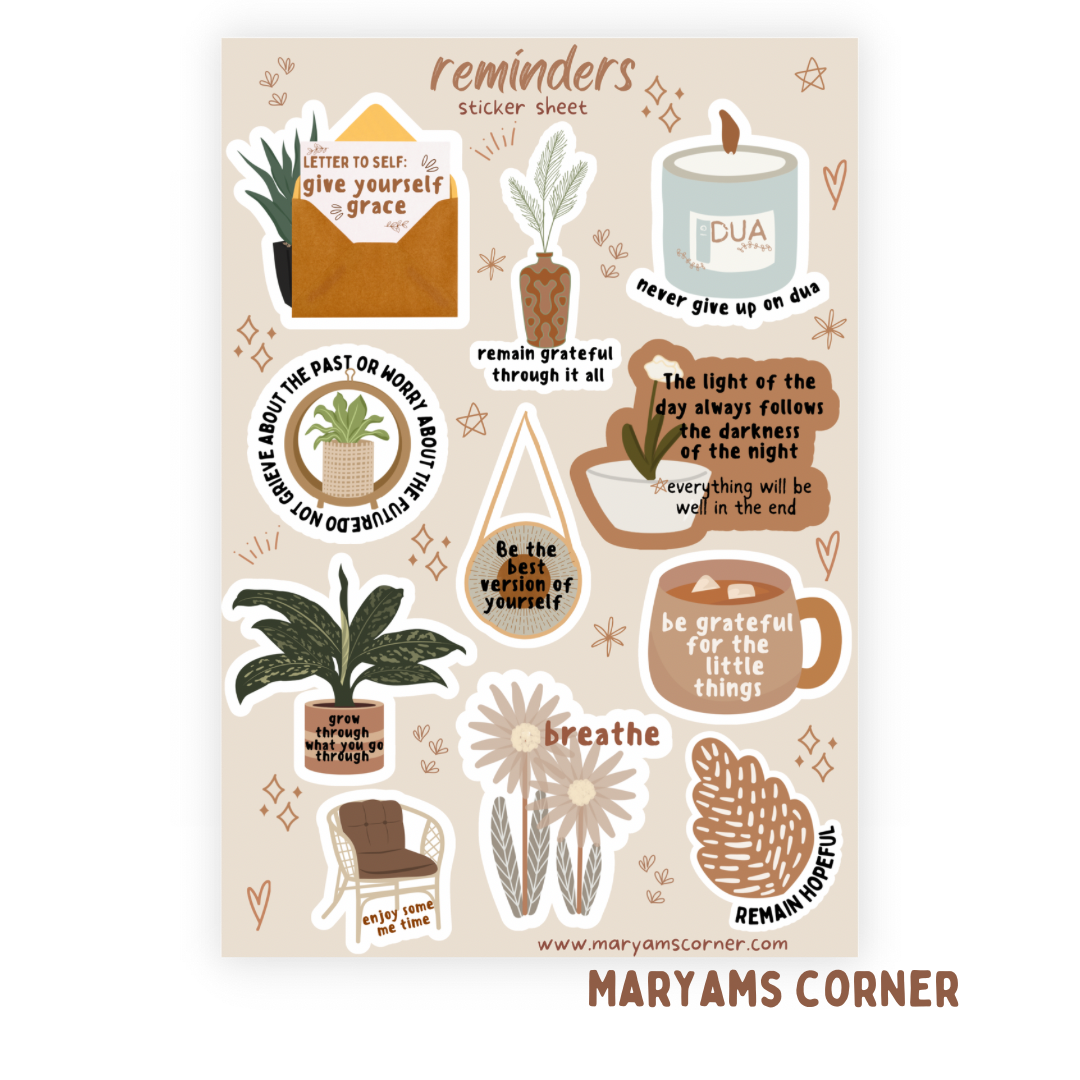 Reminders Sticker Sheet – MARYAMSCORNER